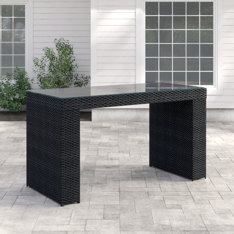 Kuma Counter High Bar Table with Glasstop – Metalic Weave – Buy Rattan ...